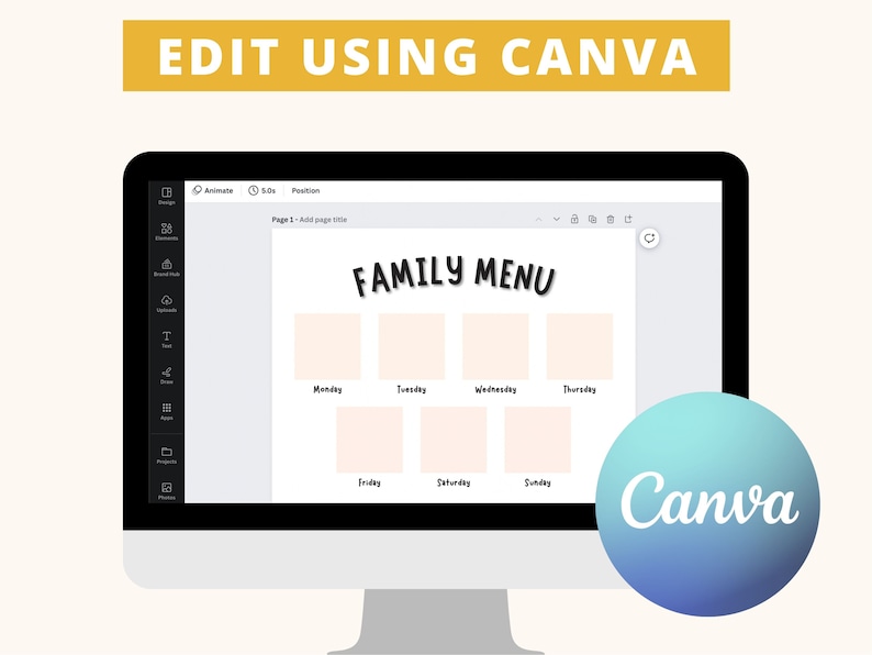Editable Weekly Meal Chart & Cards, Visual Menu for Kids and Toddlers ...