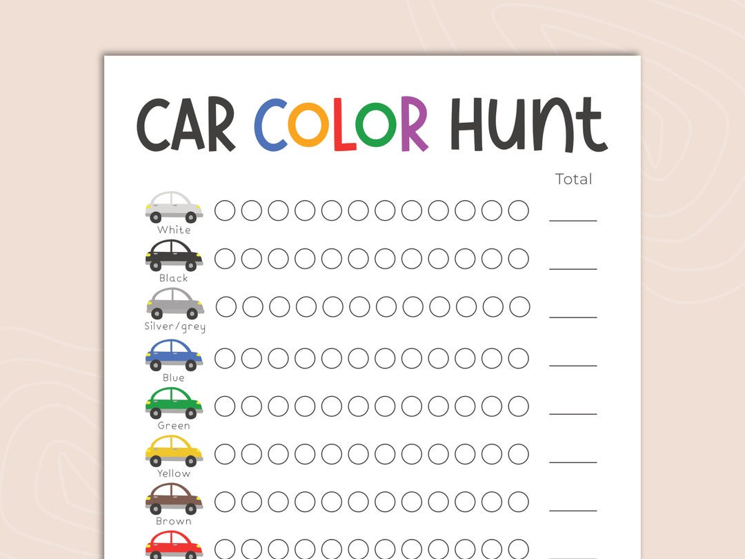 Counting Colored Cars Printable, Kids Road Trip Fun, Road Trip ...