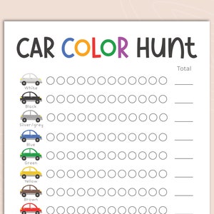 Counting Colored Cars Printable, Kids Road Trip Fun, Road Trip ...