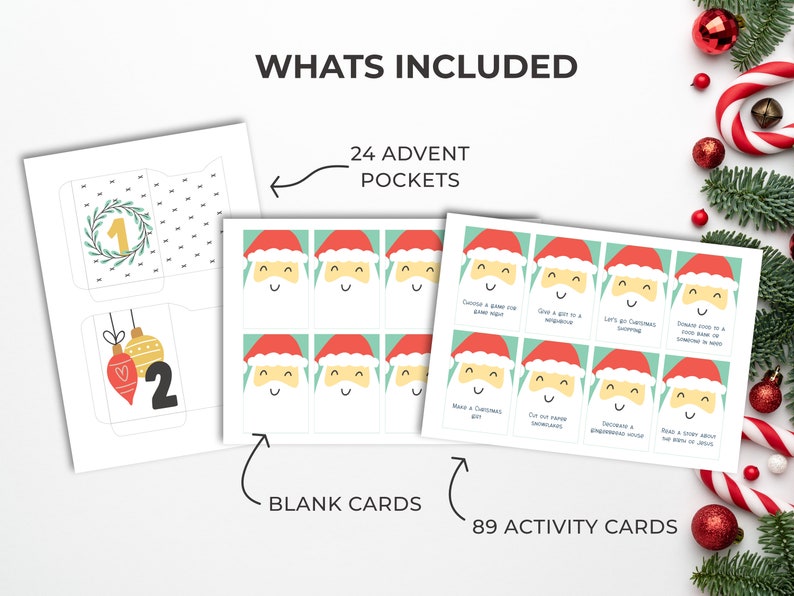 Christmas Activity Cards, Printable Advent Calendar Fillers for Kids ...