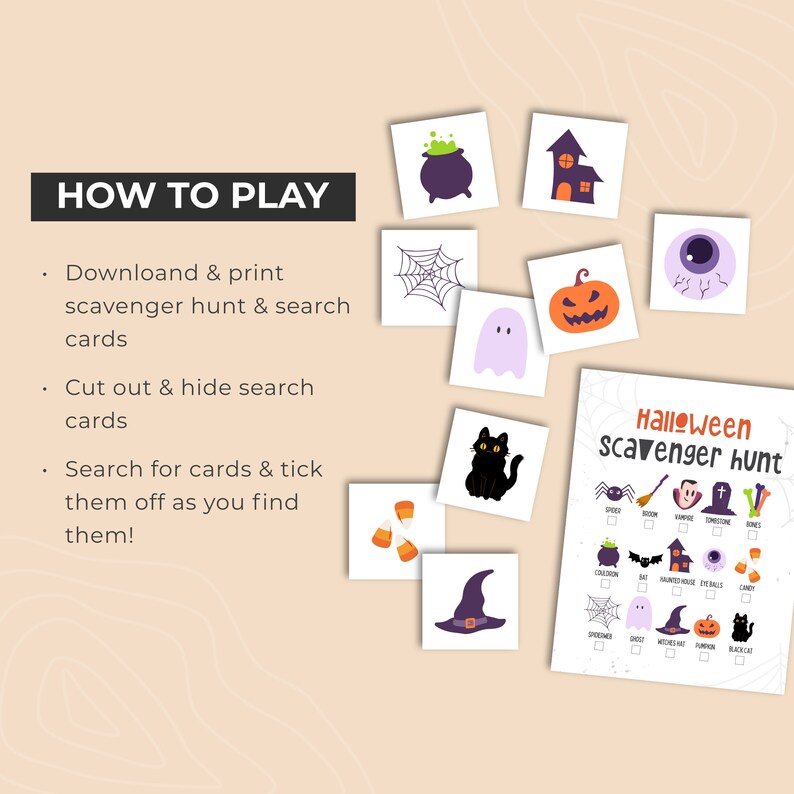 EDITABLE Halloween Scavenger Hunt, Kids Halloween Game Printable, Fall ...