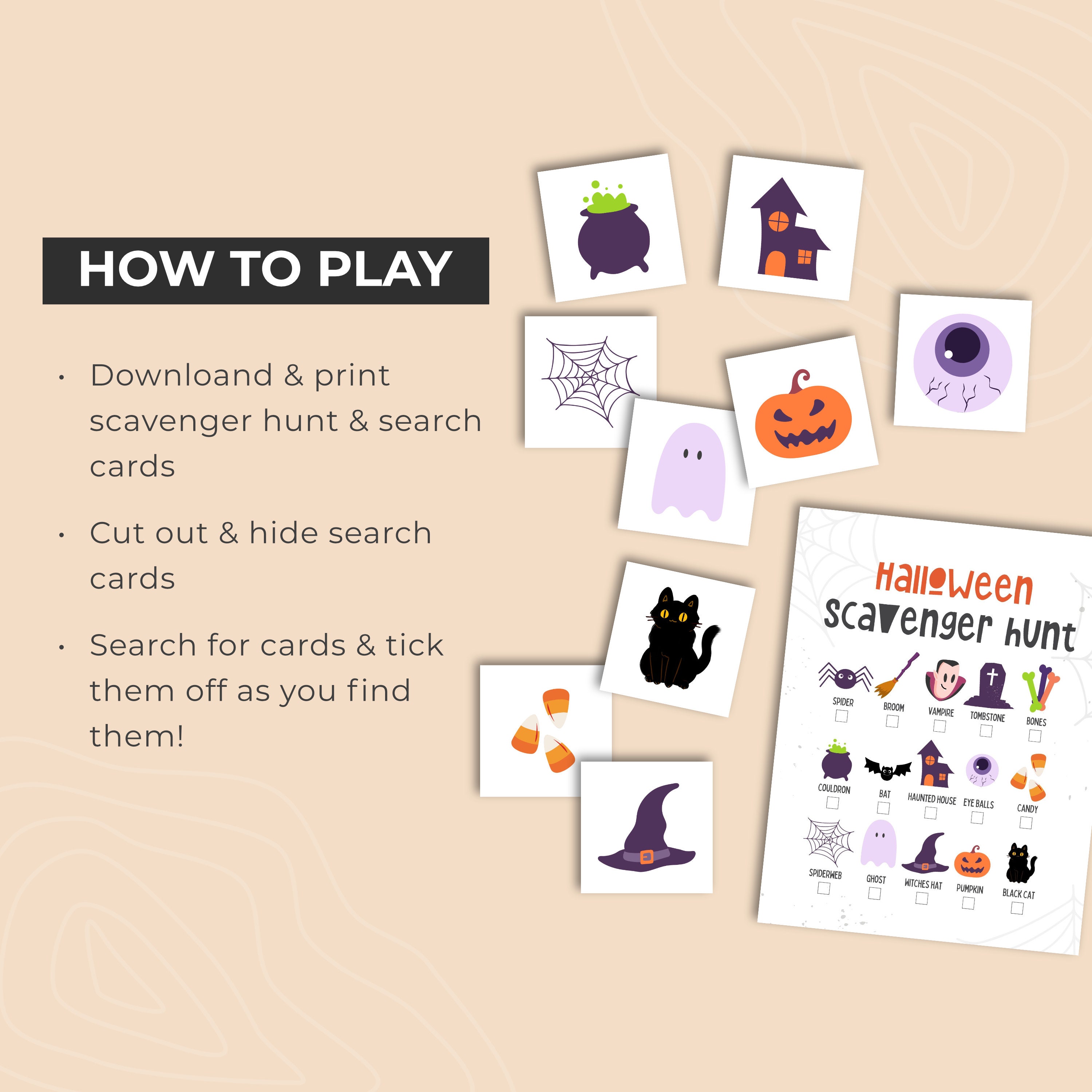 EDITABLE Halloween Scavenger Hunt, Kids Halloween Game Printable, Fall ...