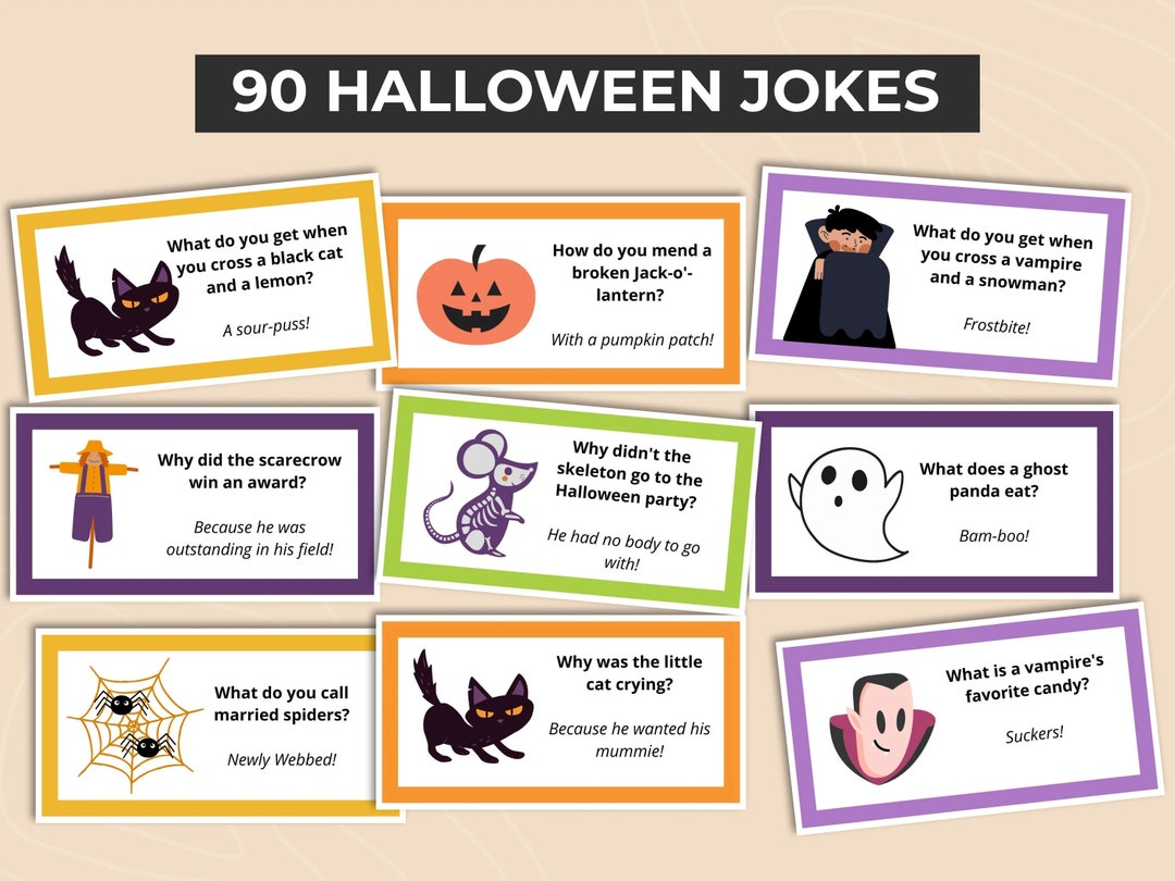 90 Halloween Jokes, Lunchbox Notes, Printable Jokes for Kids, Funny ...