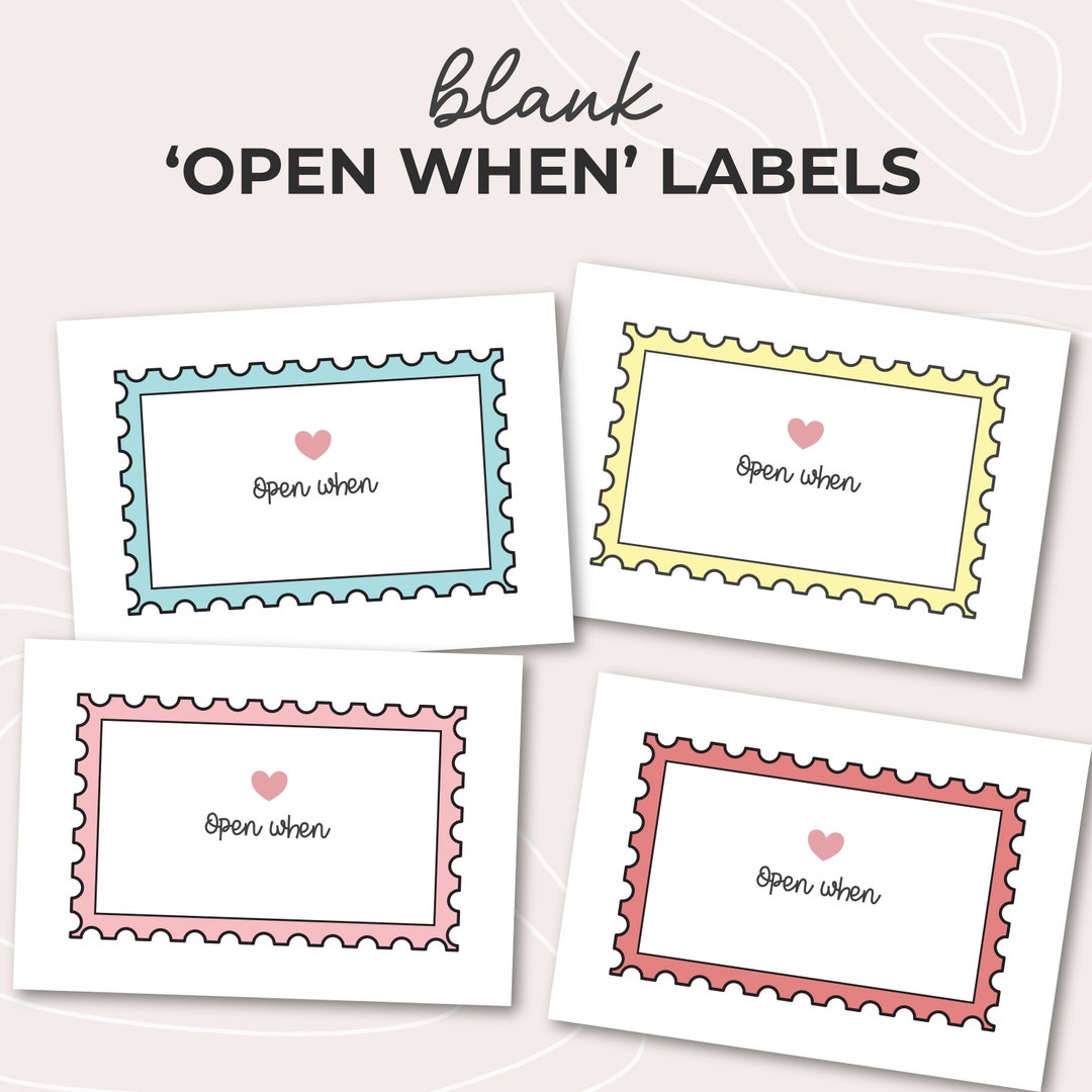 Blank Open When Letter Labels, Printable Care Package, Long Distance ...