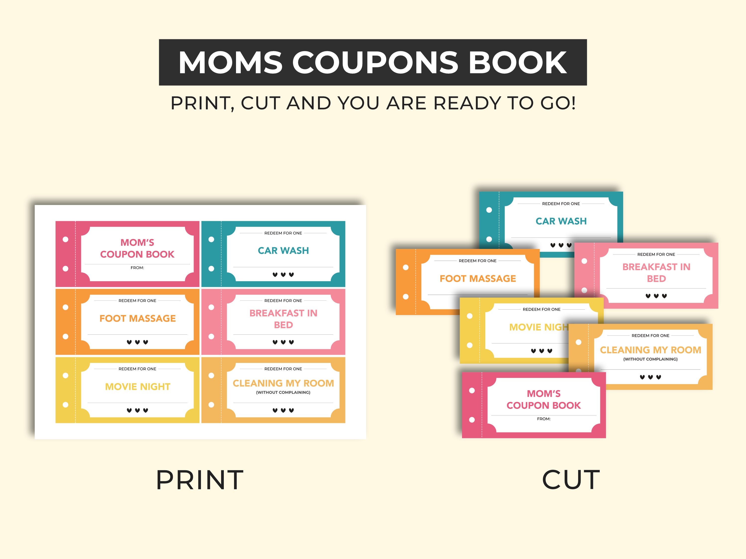 Mom Coupon Book, Coupons From Kids, Last Minute Gift Idea for Mum ...
