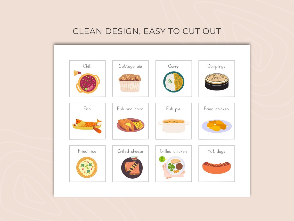 Editable Weekly Meal Chart & Cards, Visual Menu for Kids and Toddlers ...