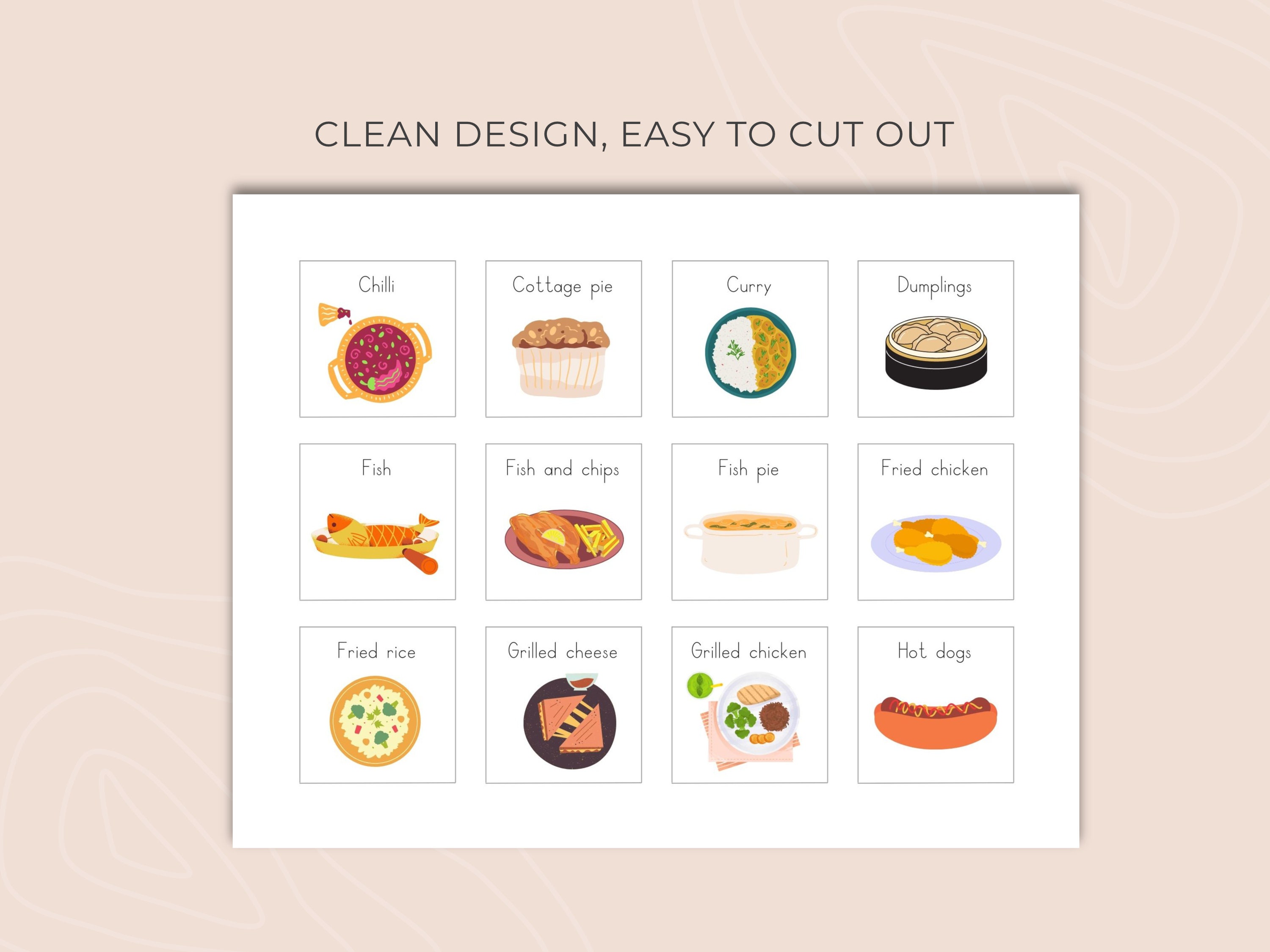 Editable Weekly Meal Chart & Cards, Visual Menu for Kids and Toddlers ...