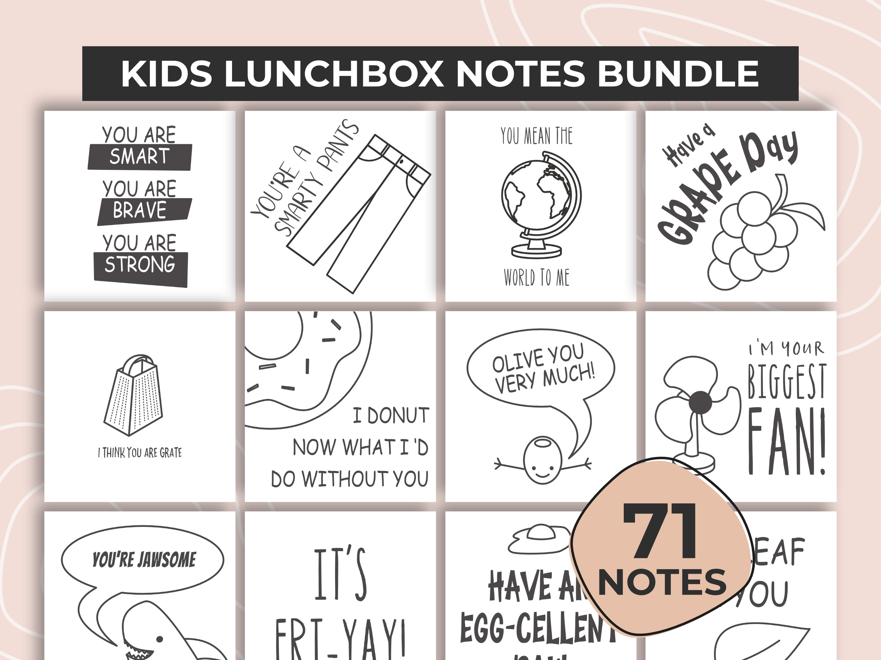 Napkins Everyday 25 PK Napkin Lunch Box Notes For Kids - Easy-to-Read ...