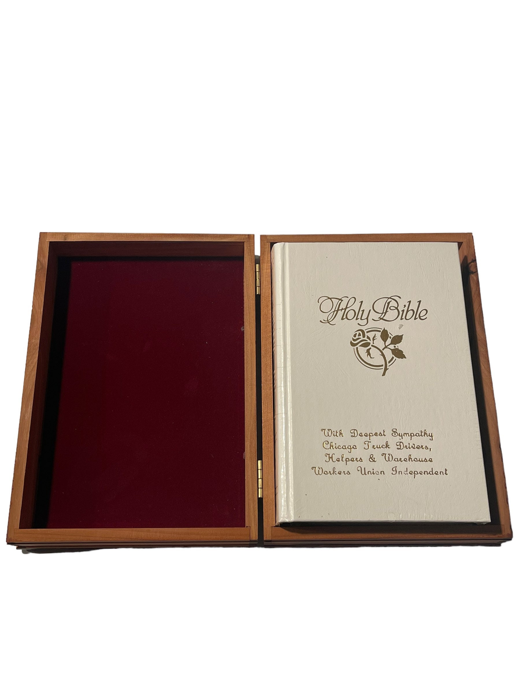 Vintage Holy Bible Storage Box With Sealed Bible Red Felt Lining UBC ...