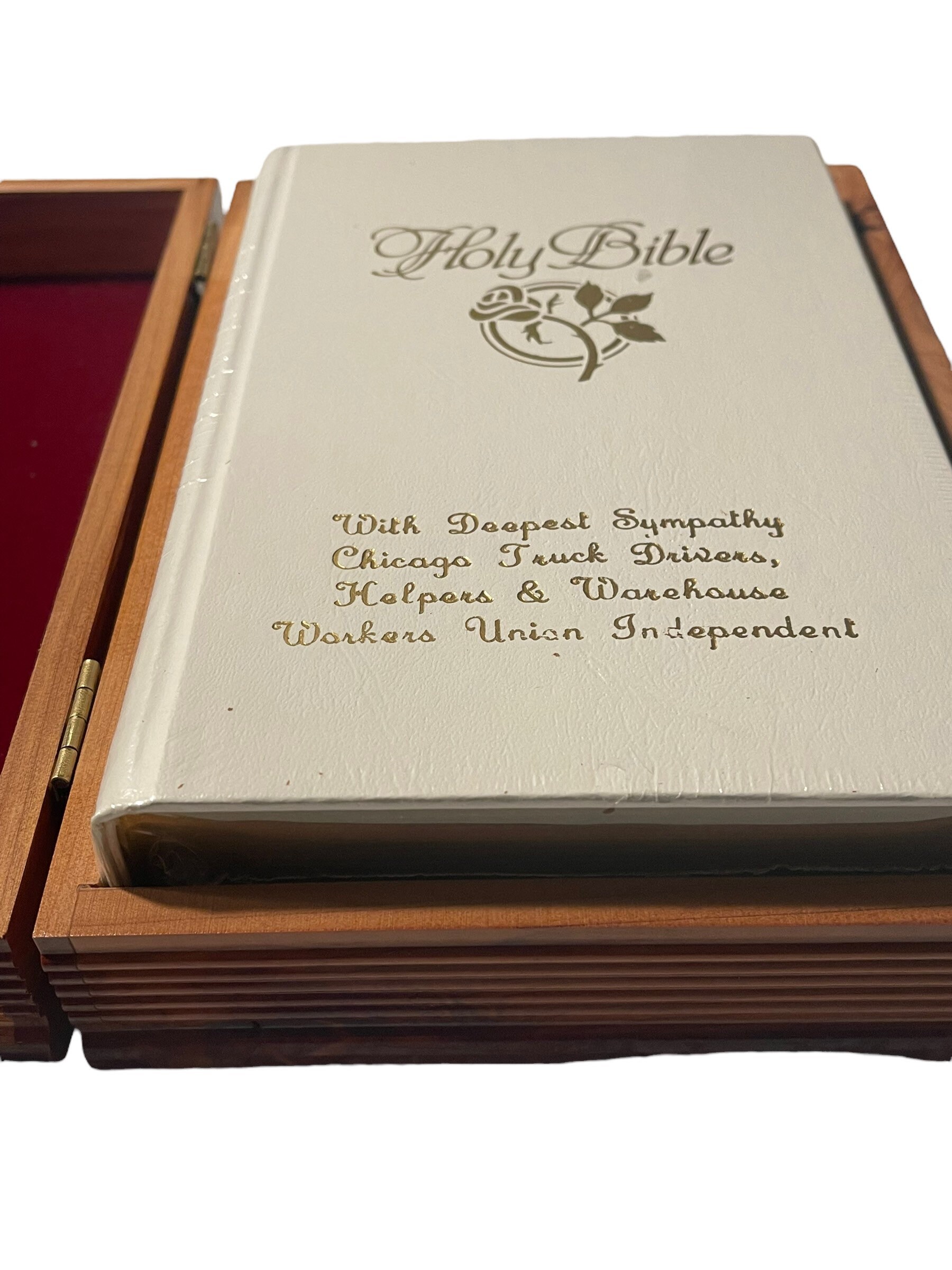 Vintage Holy Bible Storage Box With Sealed Bible Red Felt Lining UBC ...