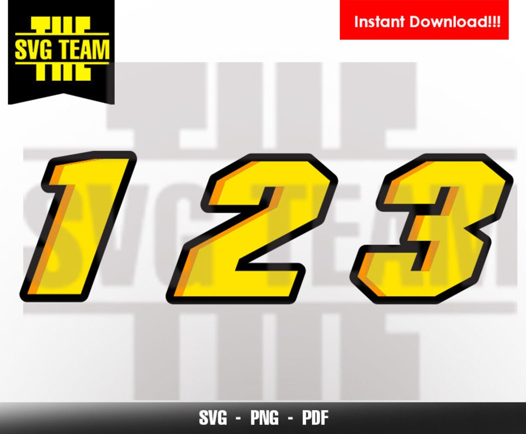 Racing Numbers - Motorcycle -car Numbers 0 - 9 SVG - PNG - PDF File, T ...