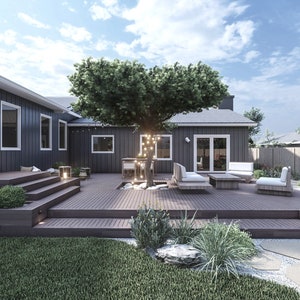 Backyard 3D Rendering, 3d Rendering, Custom, Landscape Design, Online ...