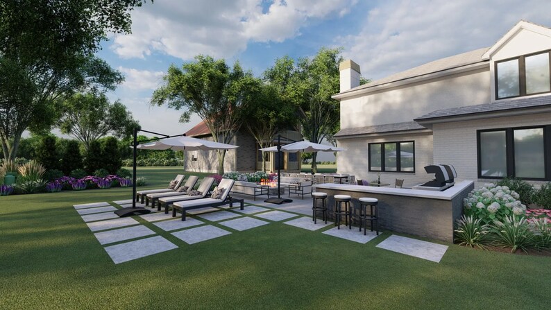 3D Backyard Design Garden Backyard Terrace 3d Realistic - Etsy