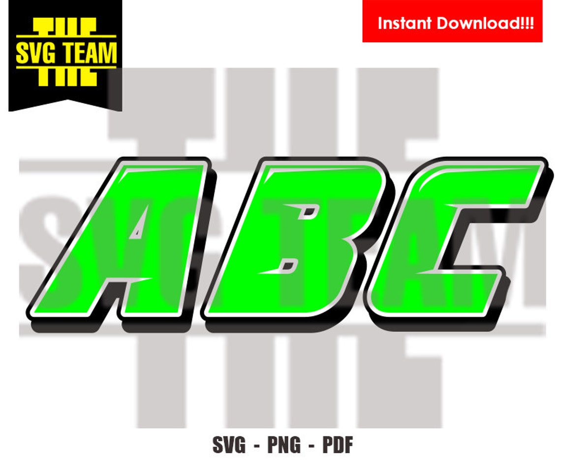Racing Alphabet Motorcycle Car Font Monster Truck A Z - Etsy
