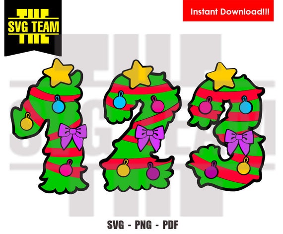 Christmass style Numbers 0-9 Birthday Party SVG vector cricut | Etsy