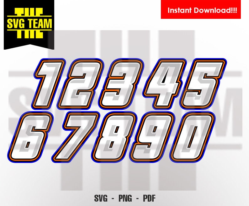 Racing Nascar Motorcycle Car Numbers 0 9 SVG PNG PDF | Etsy