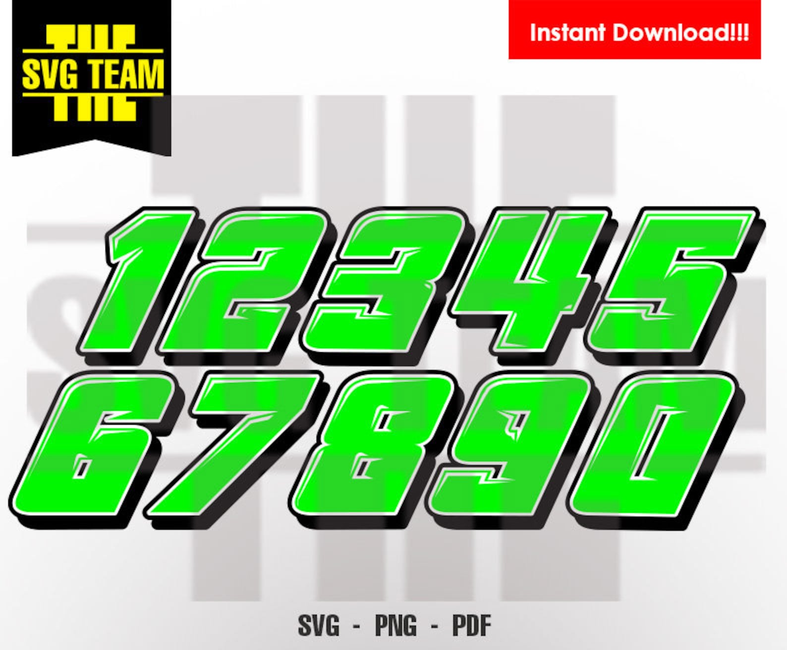 Racing Nascar - Motorcycle -car Numbers 0 - 9 SVG - PNG - PDF File, T ...