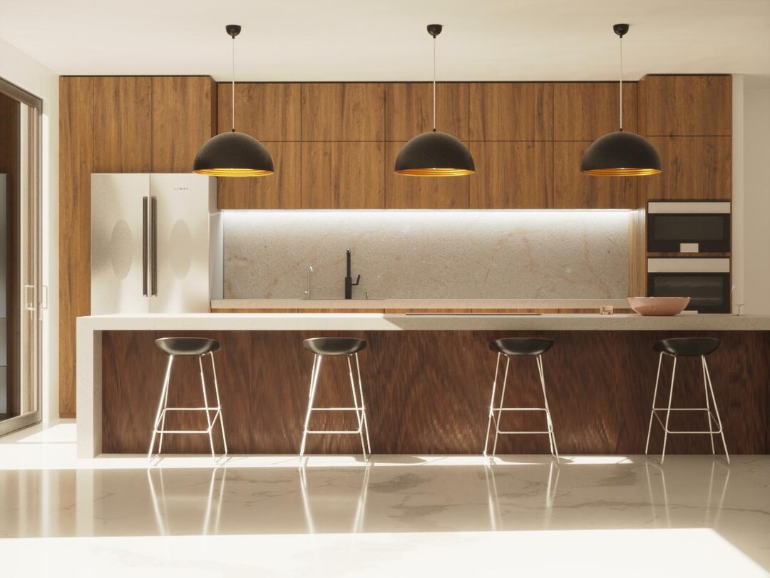 Modern Kitchen Design, 3D Architectural Rendering, Realistic ...