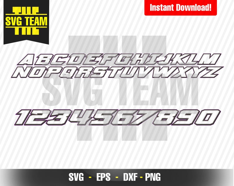 Purple Racing Numbers Motorcycle Car Alphabet and Numbers - Etsy