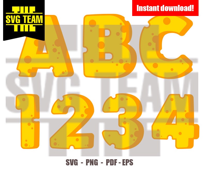 Cheese Alphabet and Numbers 0 9 SVG PNG EPS File - Etsy