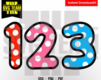 Polka Dot Numbers Svg | Etsy