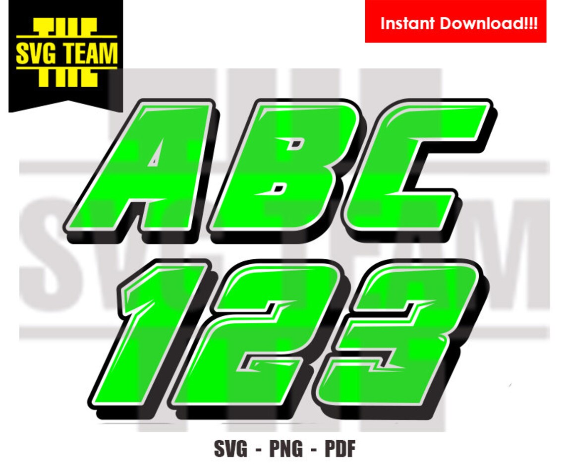 Racing Motorcycle Car Alphabet and Numbers 0 9 SVG PNG - Etsy