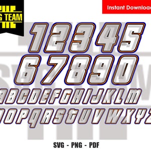 Racing Motorcycle Car Alphabet and Numbers 0 9 SVG PNG PDF File, T ...
