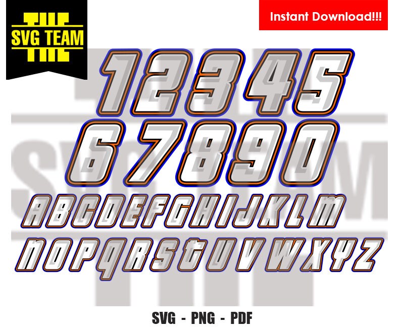 Racing - Motorcycle - Car Alphabet and Numbers 0 - 9 SVG - PNG - PDF ...