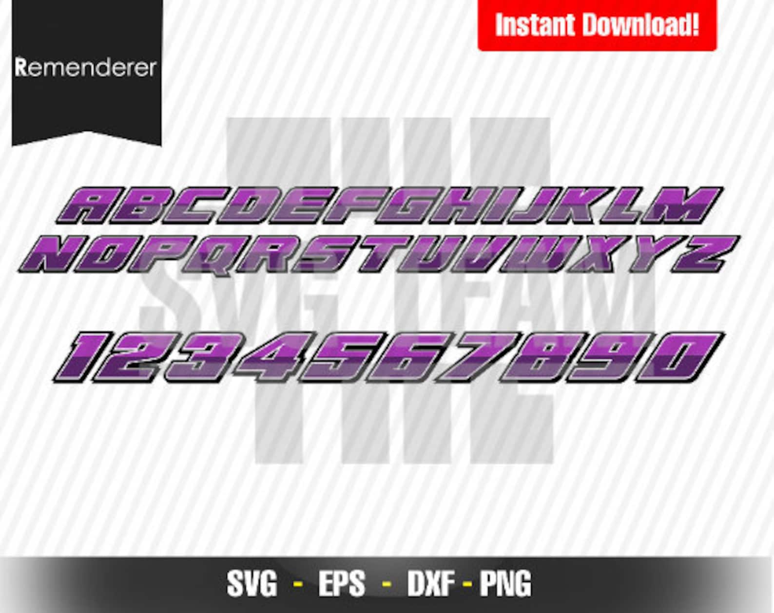 Purple - Black Racing Numbers and Alphabet - Motorcycle - Car Numbers ...