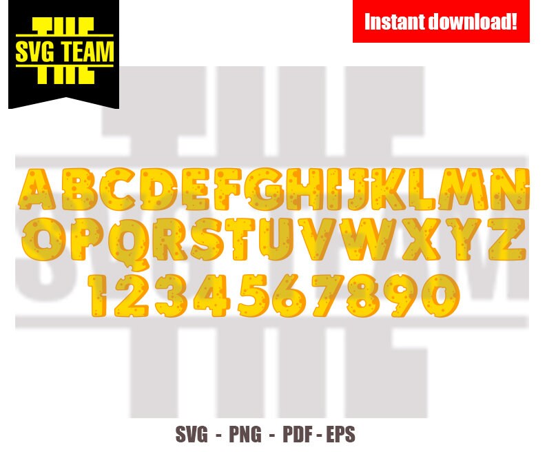 Cheese Alphabet and Numbers 0 9 SVG PNG EPS File - Etsy
