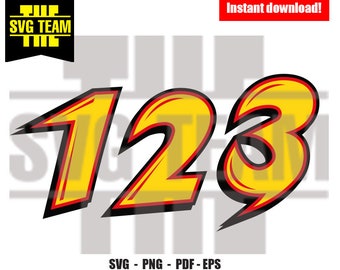 Racing Nascar Motorcycle car Numbers 0 9 SVG PNG PDF - Etsy