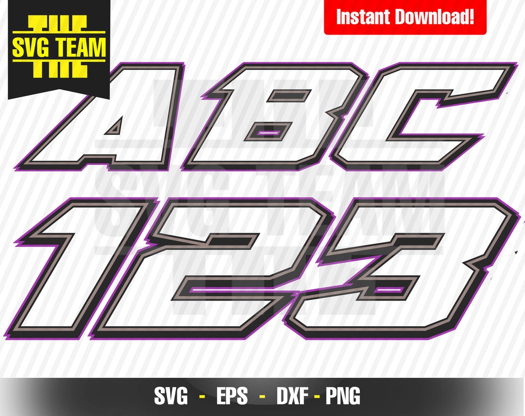 Purple Racing Numbers Motorcycle Car Alphabet and Numbers - Etsy