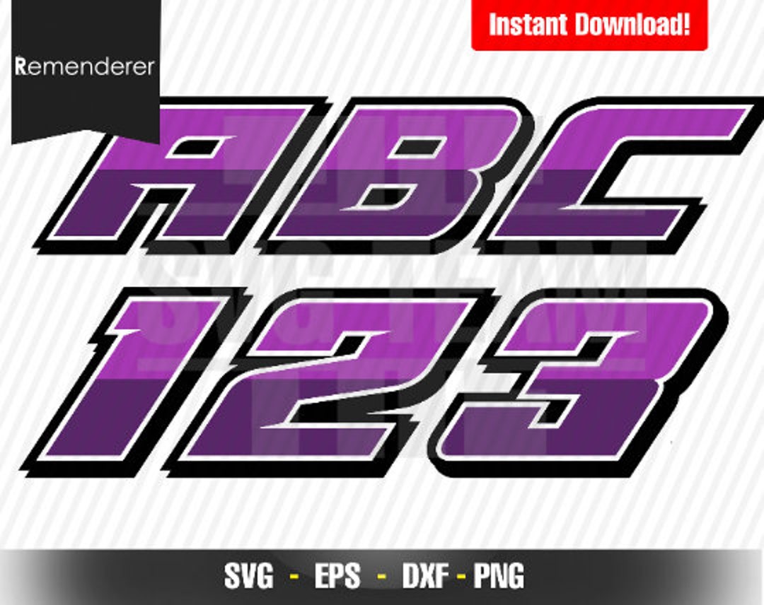 Purple - Black Racing Numbers and Alphabet - Motorcycle - Car Numbers ...
