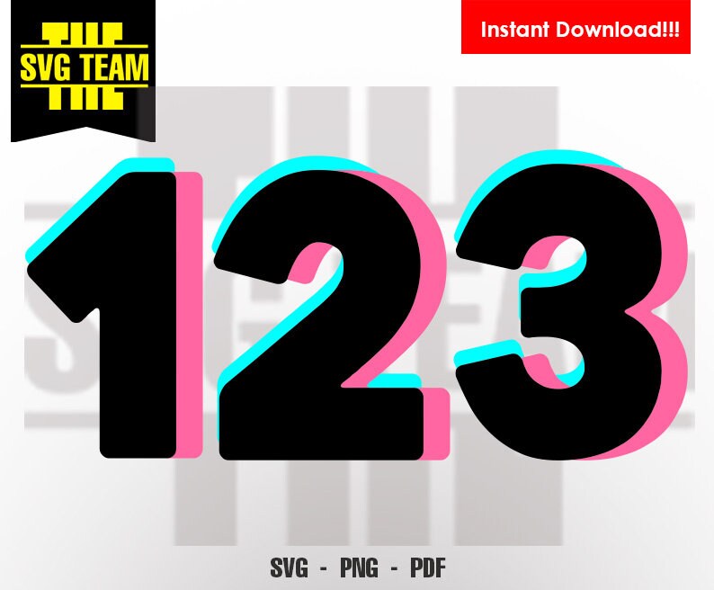Tik Tok Style Numbers SVG PNG PDF File T shirt Svg Svg Etsy