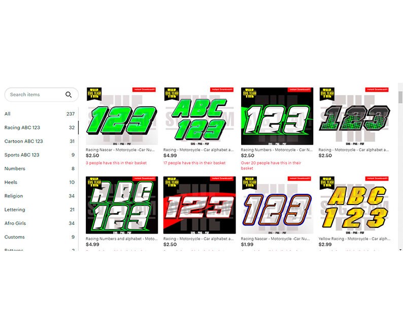 Speed Racing - Motorcycle - Car Alphabet and Numbers 0 - 9 SVG - PNG ...