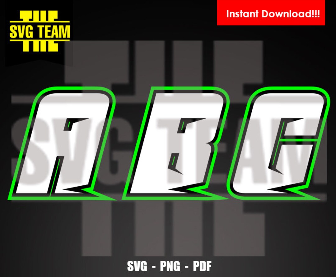 Racing Alphabet - Motorcycle - Car Lettering - Monster Truck A - Z SVG ...