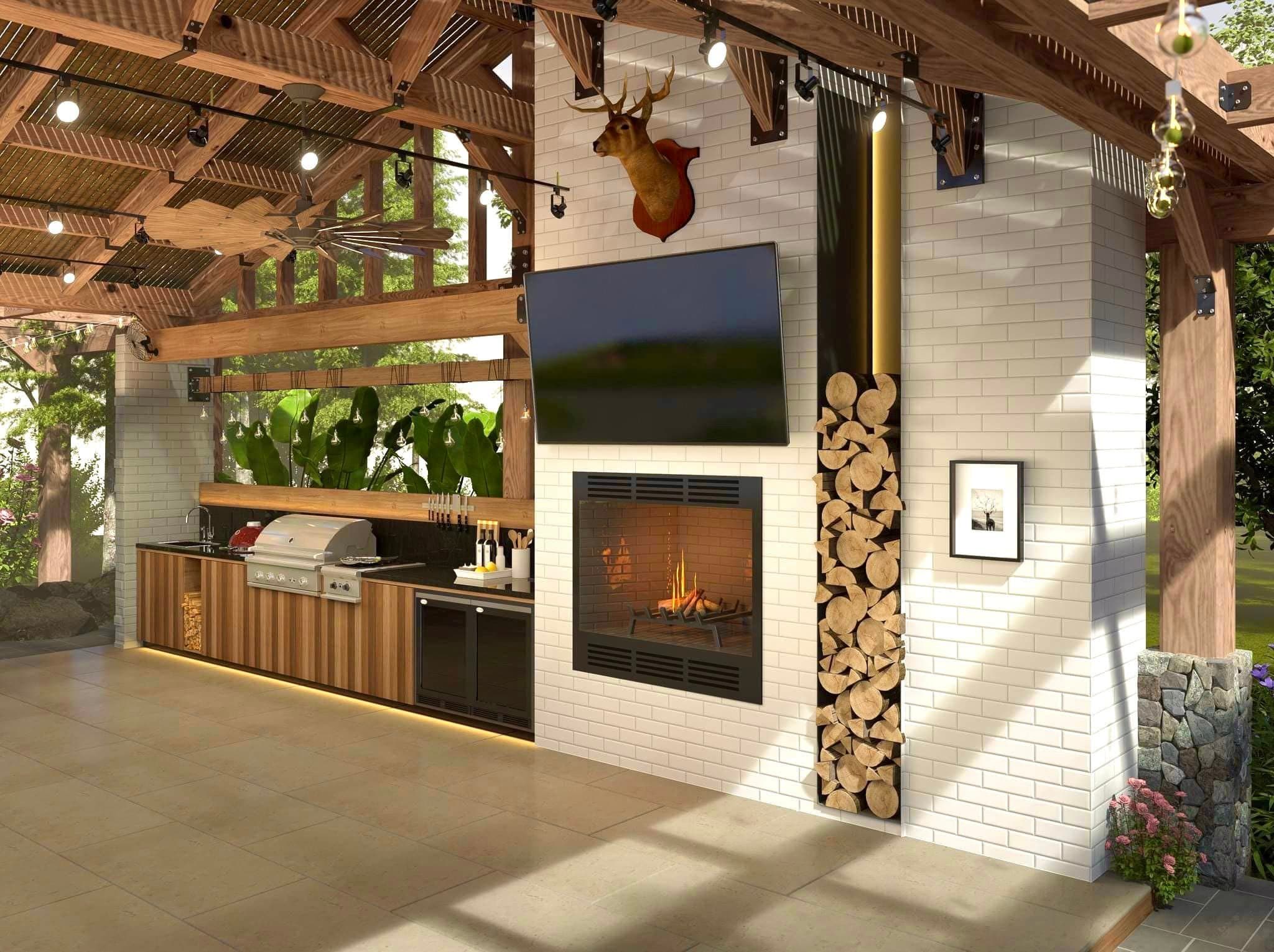 Custom Outdoor BBQ Kitchen, Outdoor BBQ Kitchen, Wooden Outdoor Garden ...