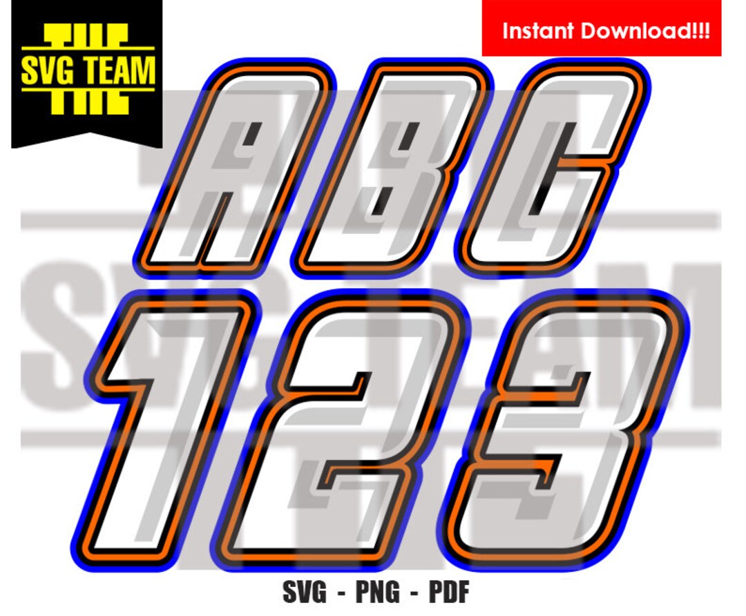 Racing - Motorcycle - Car Alphabet and Numbers 0 - 9 SVG - PNG - PDF ...