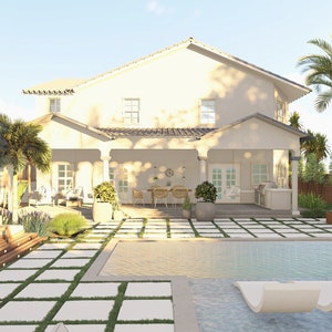 Backyard Design, Garden, Backyard, Terrace, 3d Realistic Rendering ...