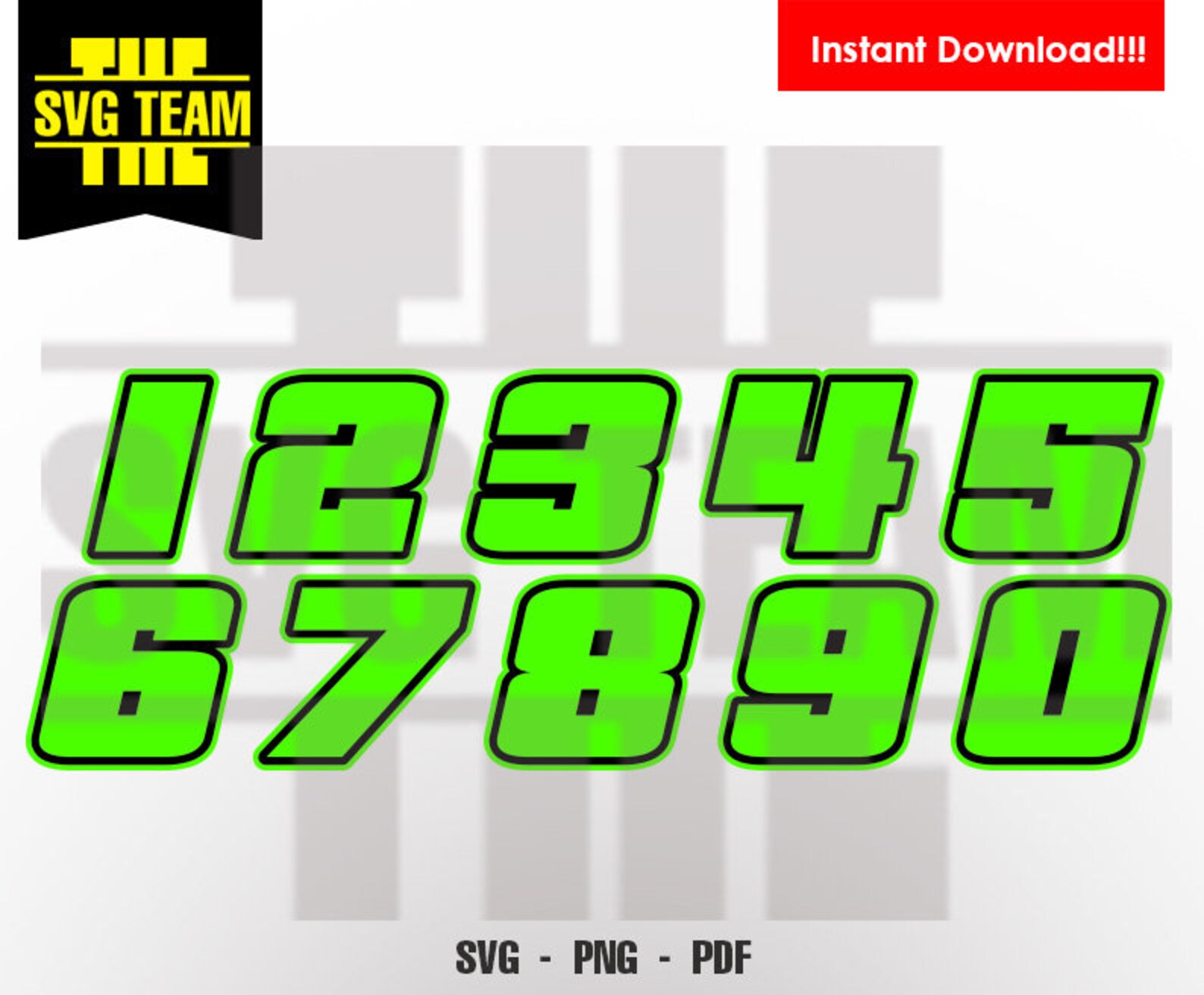 Green Racing Numbers 0 9 SVG PNG PDF File T-shirt Svg - Etsy
