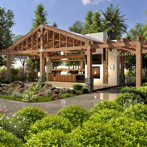 Custom Outdoor BBQ Kitchen, Outdoor BBQ Kitchen, Wooden Outdoor Garden ...