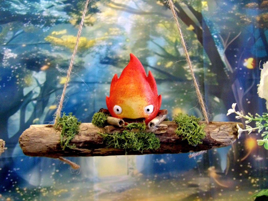 Hanging Calcifer Diorama / Hanging Figurines Home Decor - Etsy