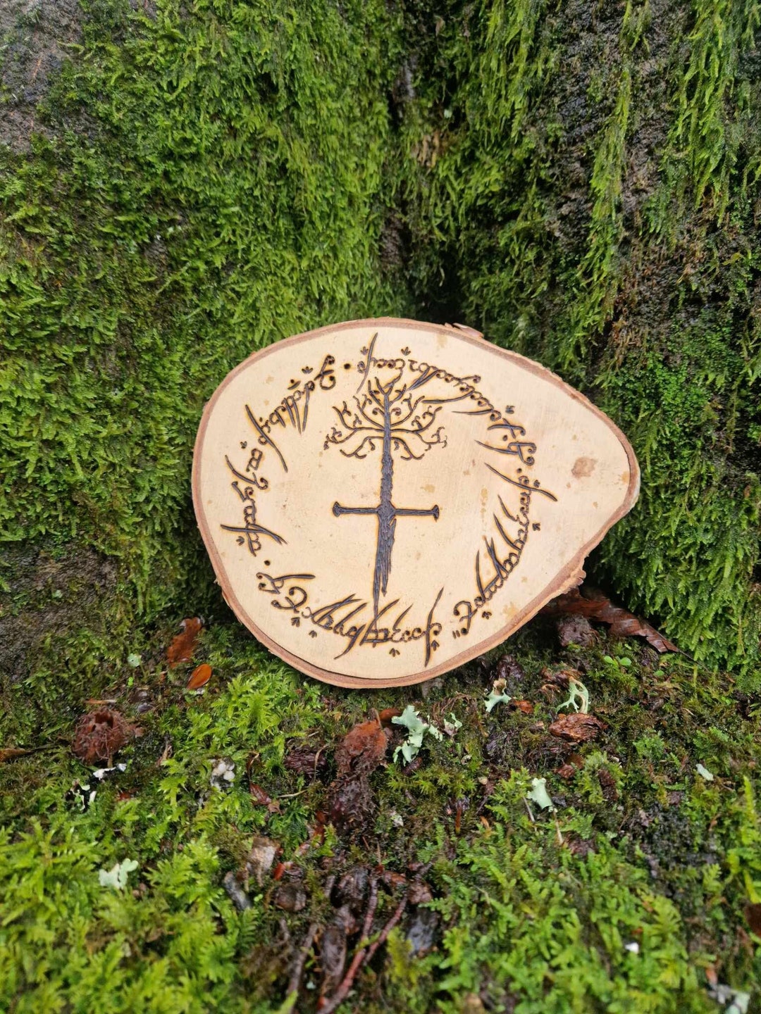 Decorative Wooden Board Elvish Writing and Anduril Sword - Etsy