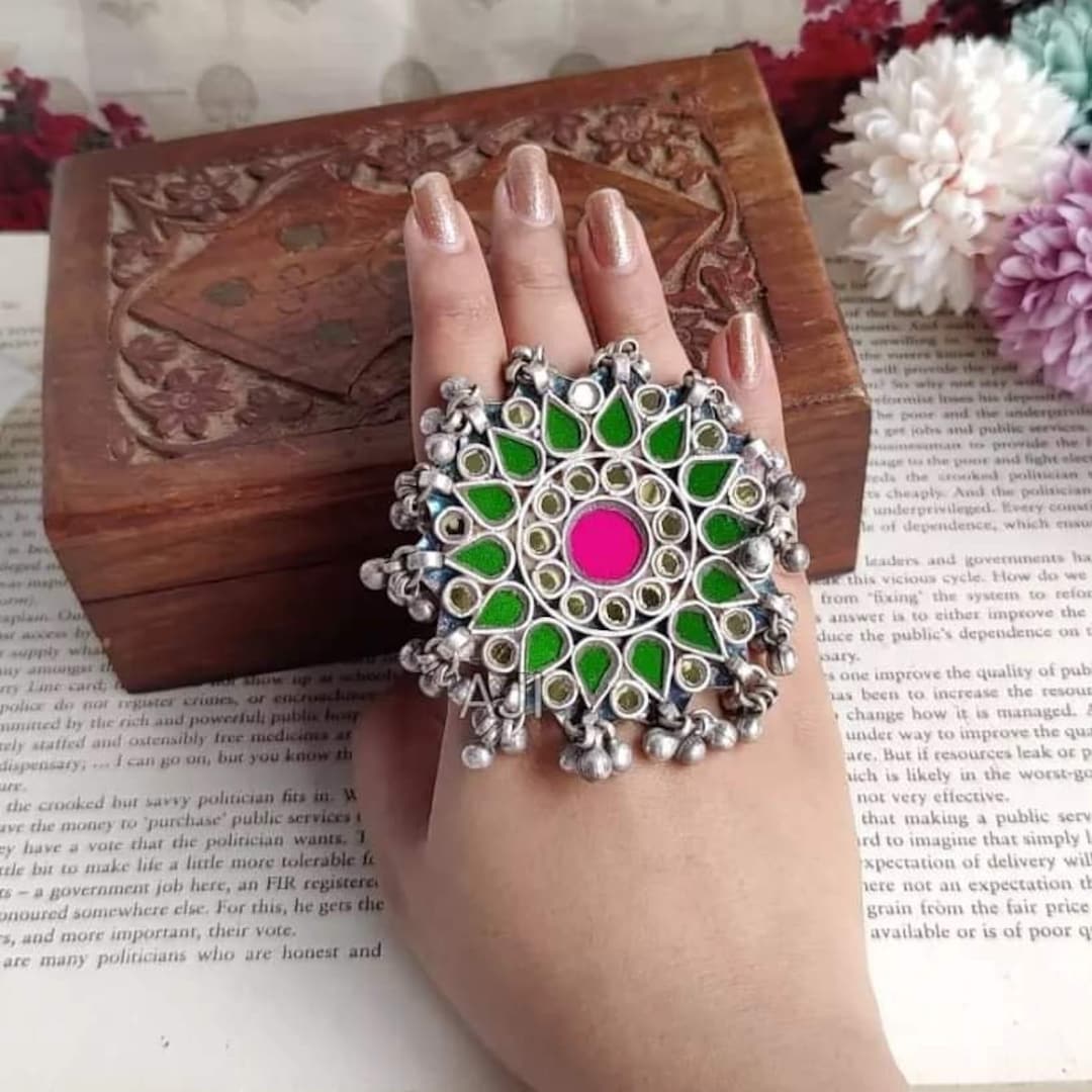 Indian Ring ,traditional Rings,tribal Jewelry for Women,glass Ring,gift ...