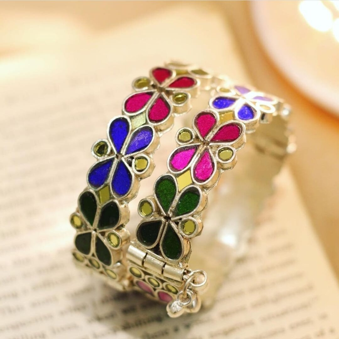 Traditional Ethnic Indian Glass Bangles ,afghani Mirror Bangles, Mirror ...