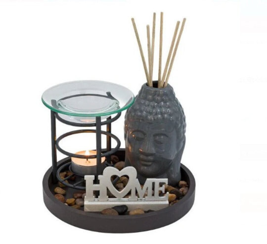 Buddha Head Aroma Oil Burner Set for Serene Meditation - Aromatherapy ...