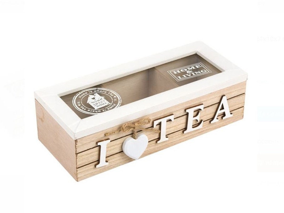 Wooden Tea Box With Glass Lid, Tea Bag Organizer and Storage, Perfect ...
