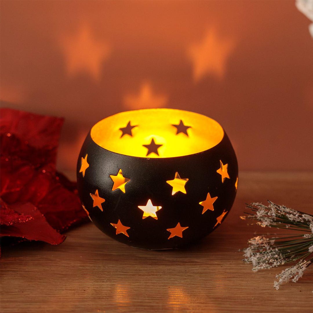 Black Metal Tealight Holder With Stars, Table Centerpiece - Etsy