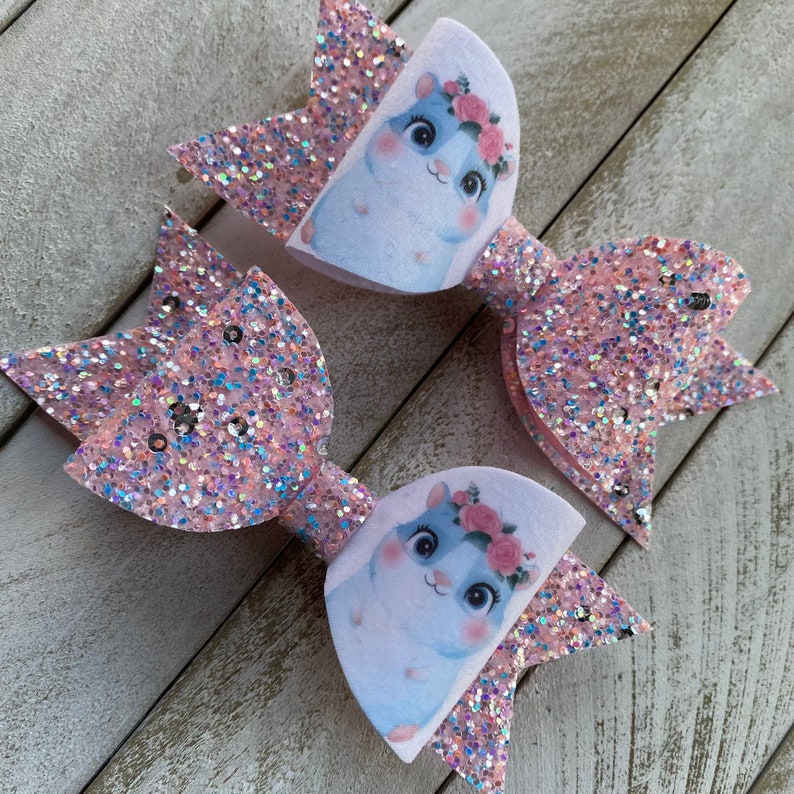 Cute Hamster Pigtail Hair Bows Pink Hair Clips - Etsy Hong Kong