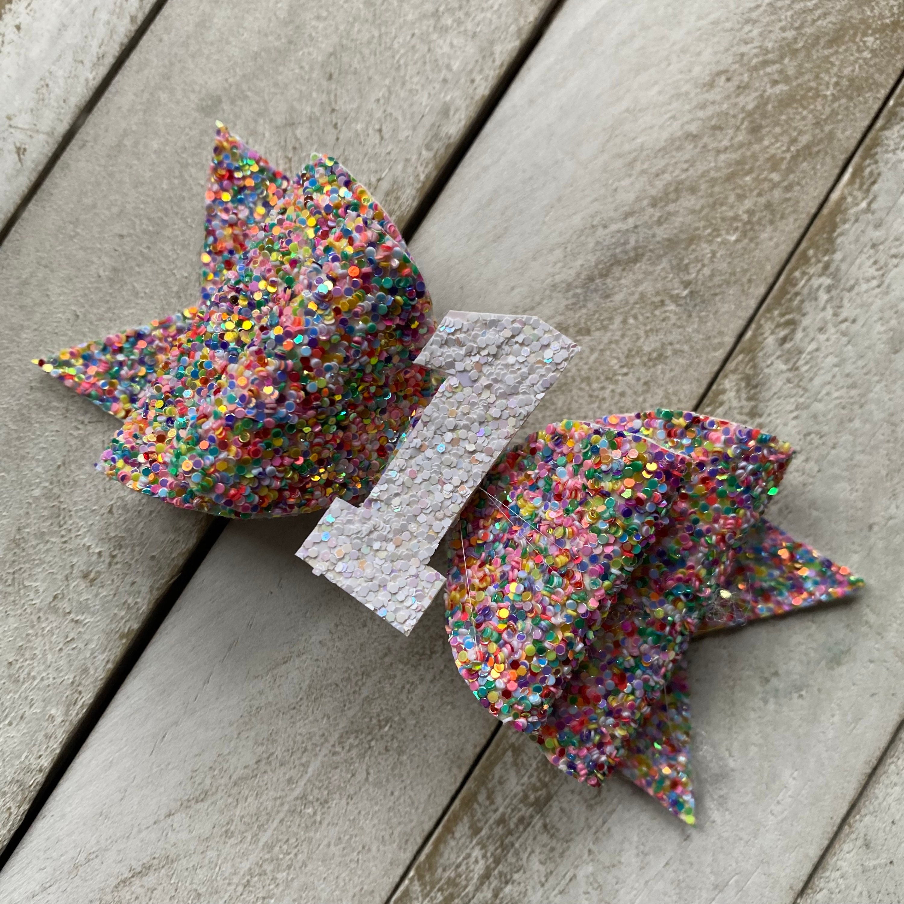 Rainbow Sparkles Birthday Hair Bow, Clip, Headband, or Hair Tie, 1st ...